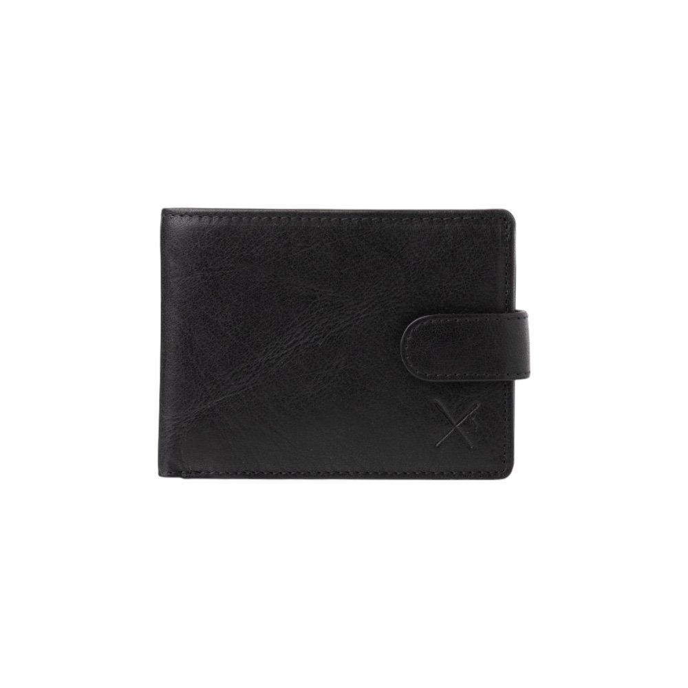Tan leather wallet with external snap button and RFID protection ...